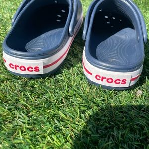 CROCS | Shoes | Unisex Crocs Blue With White And Red Stripe | Poshmark